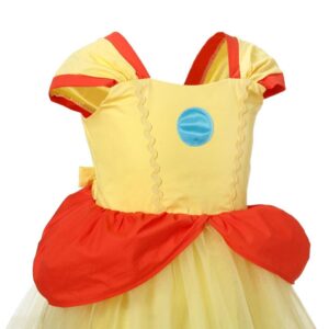 Dressy Daisy Super Brothers Princess Costume Tulle Dress for Baby Girls Halloween Birthday Party Fancy Outfits Size 3-6 Months, Yellow