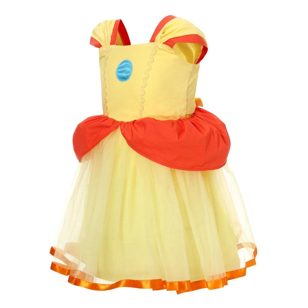 Dressy Daisy Super Brothers Princess Costume Tulle Dress for Baby Girls Halloween Birthday Party Fancy Outfits Size 3-6 Months, Yellow