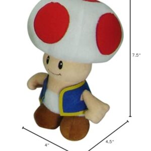 Little Buddy Super Mario All Star Collection 1417 Toad Stuffed Plush, Multicolored,7.5"