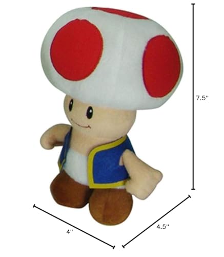 Little Buddy Super Mario All Star Collection 1417 Toad Stuffed Plush, Multicolored,7.5"