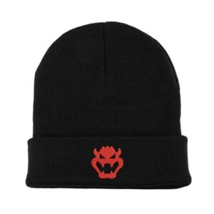 usmania bowser face embroidered beanie halloween beanie winter beanie (black)