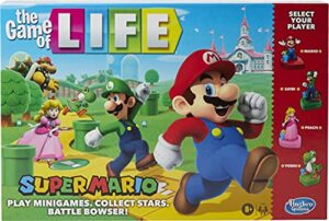 hasbro gaming the game of life: super mario edition board game for kids ages 8 and up, play minigames, collect stars, battle bowser