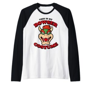 nintendo super mario bowser costume graphic raglan baseball tee