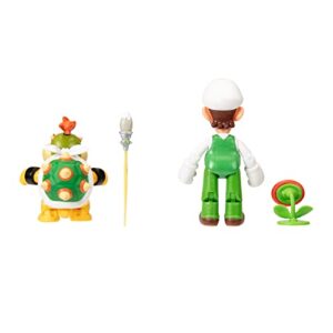 Super Mario Nintendo 4 Inch Action Figure 2-Pack: Fire Luigi & Bowser Jr. with Accessories