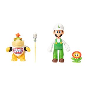 Super Mario Nintendo 4 Inch Action Figure 2-Pack: Fire Luigi & Bowser Jr. with Accessories