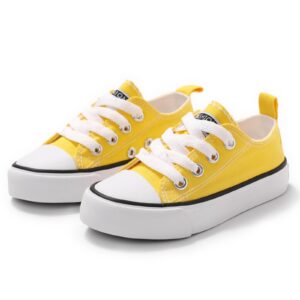 patpat toddler kid boys and girls slip on sneakers, toddler sneakers little kid big kid shoes canvas sneaker toddler shoes yellow