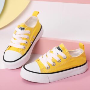 PATPAT Toddler Kid Boys and Girls Slip On Sneakers, Toddler Sneakers Little Kid Big Kid Shoes Canvas Sneaker Toddler Shoes Yellow