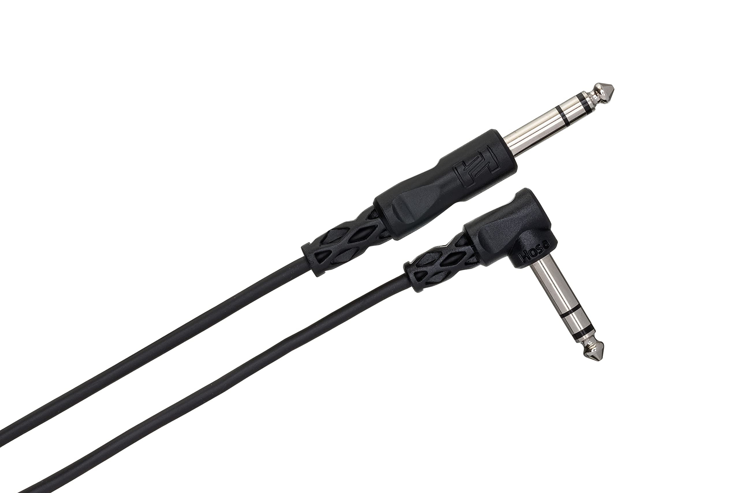 Hosa CSS-115R 1/4 in TRS to Right-angle 1/4 in TRS Balanced Interconnect Cable, 15 Feet