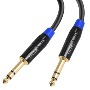 xiuzen 1/4 inch trs stereo cable, balanced quarter-inch(6.35mm) trs to 1/4" 6.35mm trs male to male jack bidirectional audio path cable -3 feet