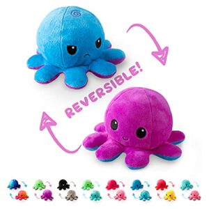 TeeTurtle - The Original Reversible Octopus Plushie - Black + Rainbow - Cute Sensory Fidget Stuffed Animals That Show Your Mood