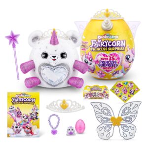 rainbocorns fairycorn princess surprise (bear) by zuru 11" collectible plush stuffed animal, surprise egg, wearable fairy wings, magical fairy princess, ages 3+ for girls, children