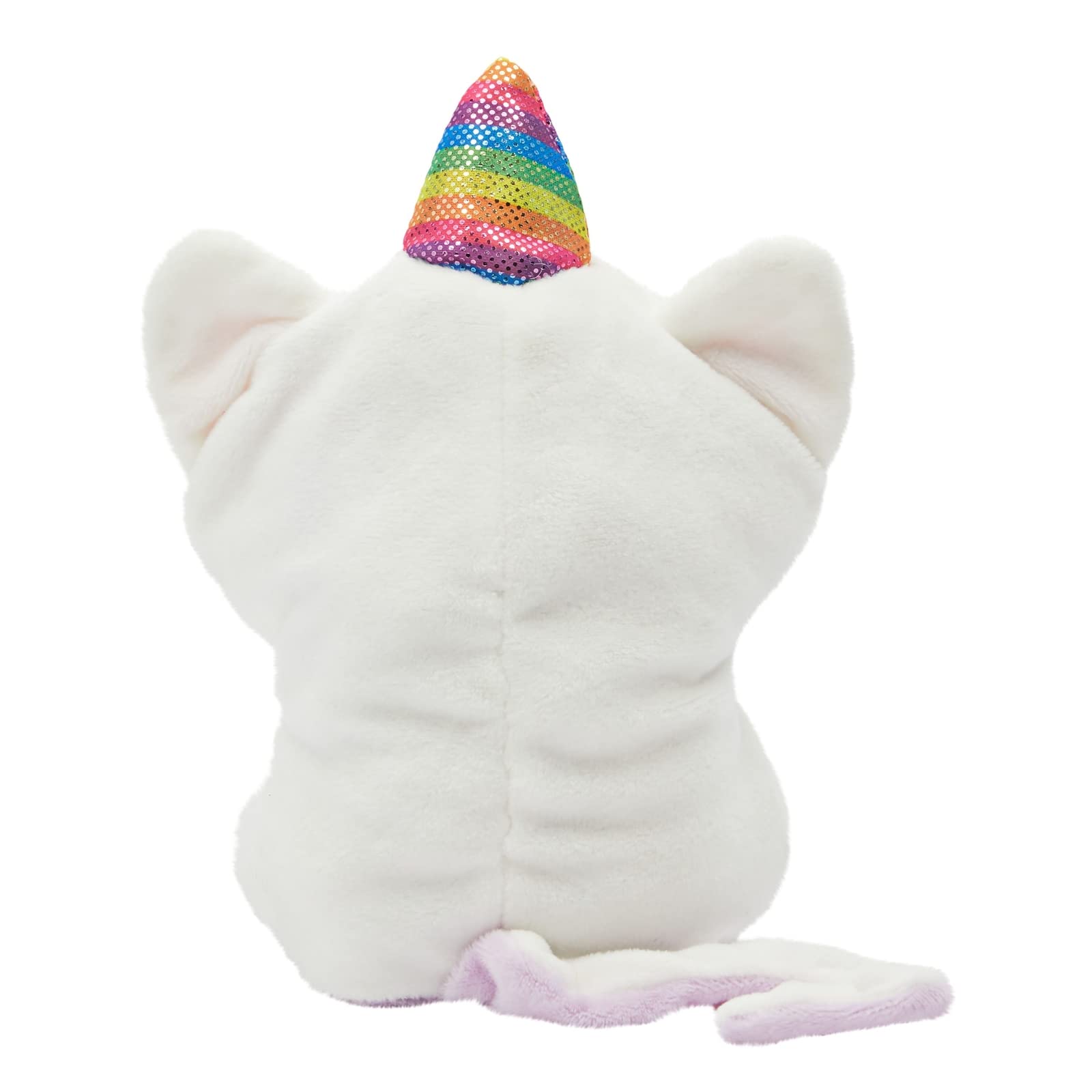 BLUE PANDA Small Reversible Caticorn Plush Toy, Lavender and White Caticorn Plushie with Rainbow Horn (6 x 12 in)