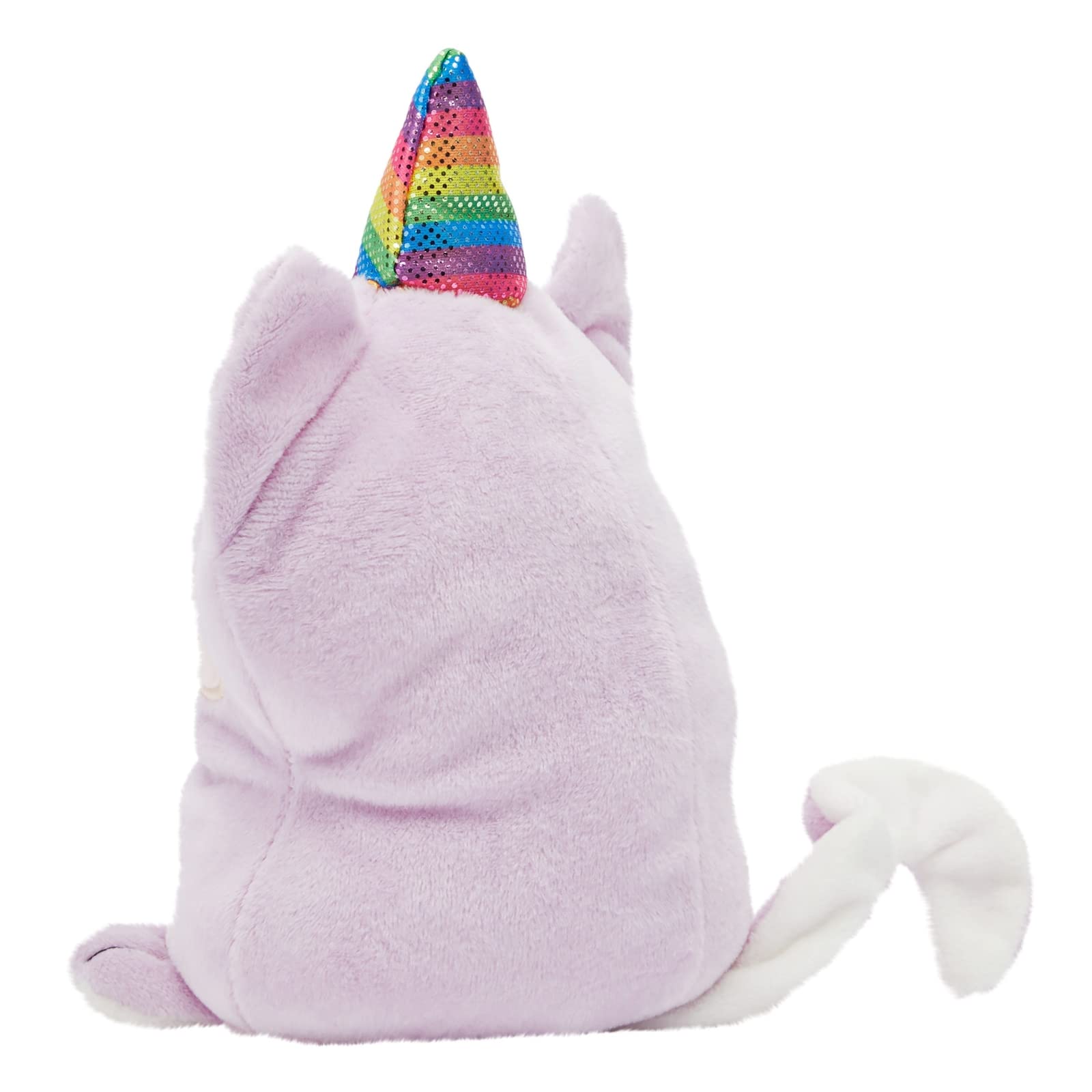 BLUE PANDA Small Reversible Caticorn Plush Toy, Lavender and White Caticorn Plushie with Rainbow Horn (6 x 12 in)