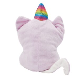 BLUE PANDA Small Reversible Caticorn Plush Toy, Lavender and White Caticorn Plushie with Rainbow Horn (6 x 12 in)