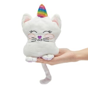 BLUE PANDA Small Reversible Caticorn Plush Toy, Lavender and White Caticorn Plushie with Rainbow Horn (6 x 12 in)