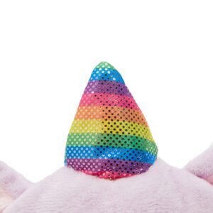 BLUE PANDA Small Reversible Caticorn Plush Toy, Lavender and White Caticorn Plushie with Rainbow Horn (6 x 12 in)