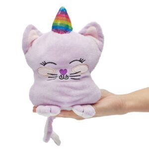 BLUE PANDA Small Reversible Caticorn Plush Toy, Lavender and White Caticorn Plushie with Rainbow Horn (6 x 12 in)