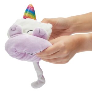 BLUE PANDA Small Reversible Caticorn Plush Toy, Lavender and White Caticorn Plushie with Rainbow Horn (6 x 12 in)