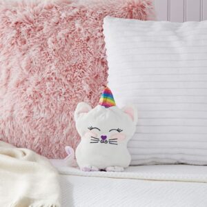 BLUE PANDA Small Reversible Caticorn Plush Toy, Lavender and White Caticorn Plushie with Rainbow Horn (6 x 12 in)