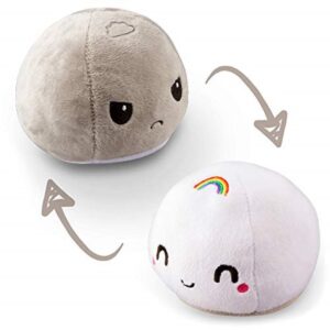 teeturtle - the original reversible ball plushie - storm + rainbow - cute sensory fidget stuffed animals that show your mood