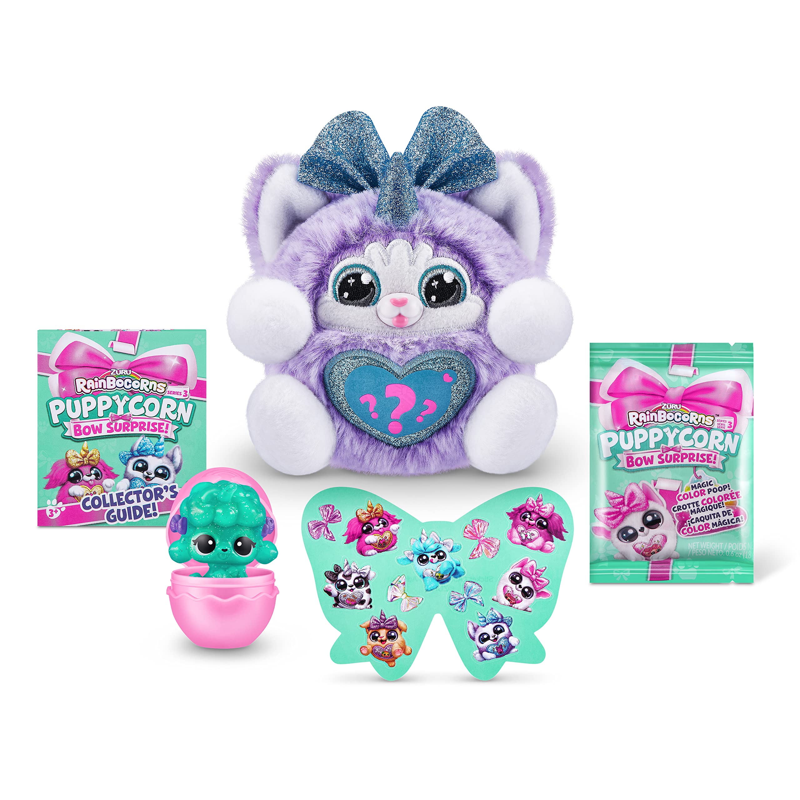 Rainbocorns Puppycorn Surprise Series 3 (Husky) by ZURU, Collectible Plush Stuffed Animal, Surprise Egg, Sticker Pack, Slime, Dog Plush, Ages 3+ for girls, Children