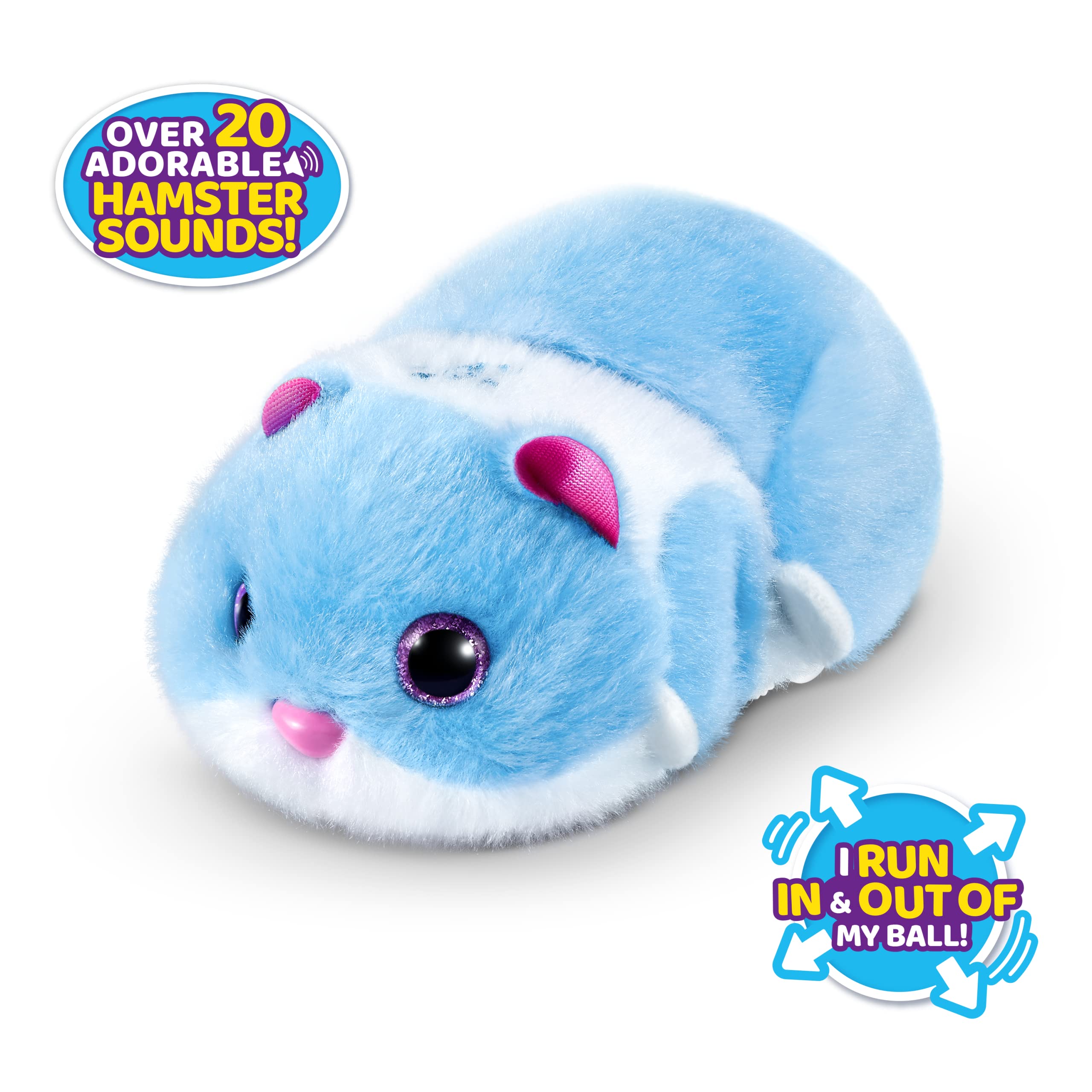 Pets Alive Hamstermania (Blue) by ZURU Hamster, Electronic Pet, 20+ Sounds Interactive, Hamster Ball Toy for Girls and Children