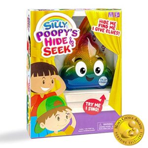 what do you meme? silly poopy's hide & seek - the talking, singing rainbow hide & seek toy - learning toys for toddlers 3-4 years, toddler travel toys, hide and seek toys for kids by relatable