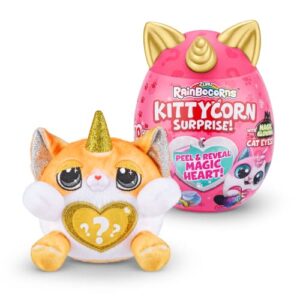 Rainbocorns Kittycorn Surprise Series 1 (Exotic Cat) by ZURU, Collectible Plush Stuffed Animal, Surprise Egg, Sticker Pack, Jelly Slime Poop, Ages 3+ for girls, Children