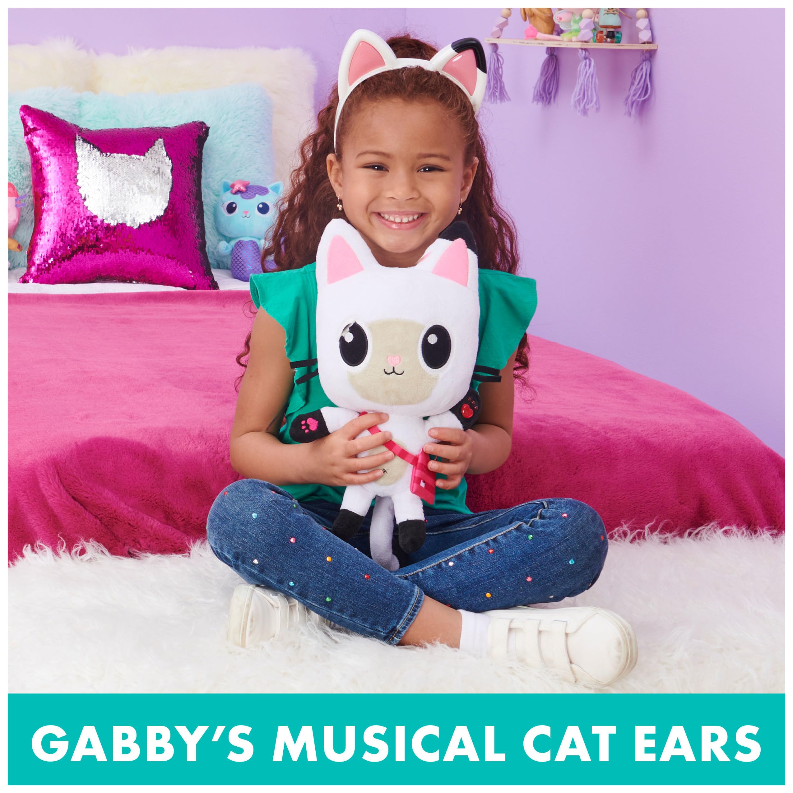 Gabby's Dollhouse, Magical Musical Cat Ears, Kids Costume with Lights, Music, Sounds & Phrases, Pretend Play Toys for Girls Ages 3 and up