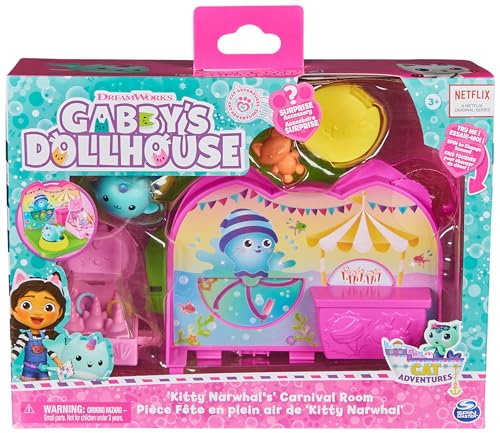 Gabby’s Dollhouse Kitty Narwhal’s Carnival Room, with Toy Figure, Surprise Toys and Dollhouse Furniture, Kids Toys for Girls & Boys 3+