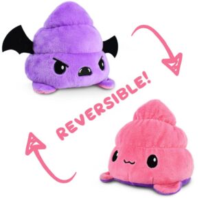 TeeTurtle - The Original Reversible Spooky Dookie Plushie - Pink + Purple - Cute Sensory Fidget Stuffed Animals That Show Your Mood - Perfect for Halloween!