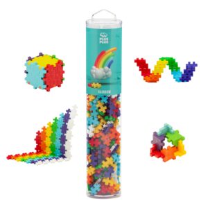 plus plus - open play tube - 240 piece rainbow mix - construction building stem/steam toy, interlocking mini puzzle blocks for kids