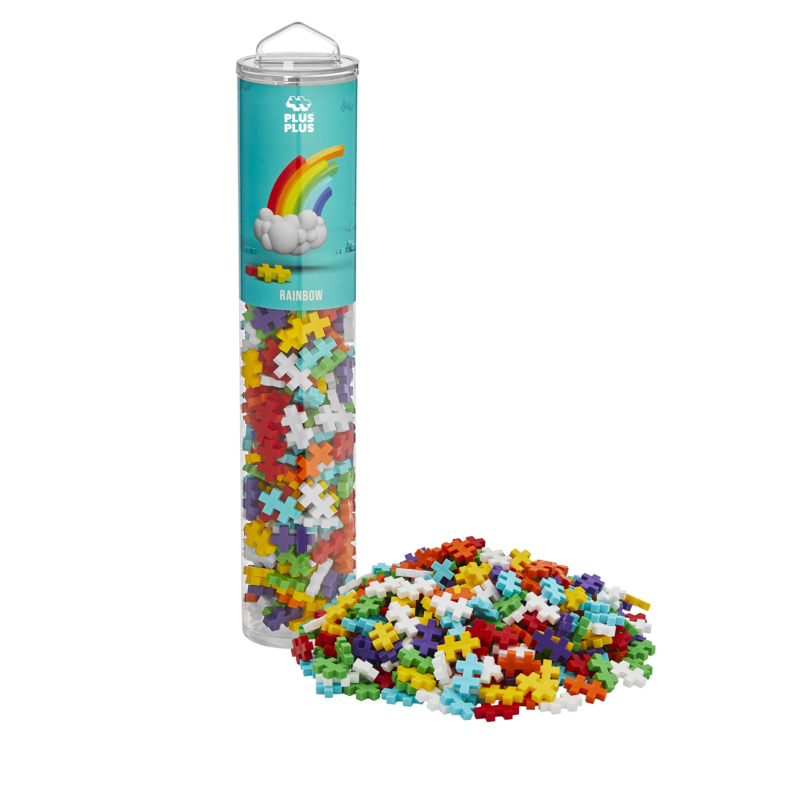 PLUS PLUS - Open Play Tube - 240 Piece Rainbow Mix - Construction Building Stem/Steam Toy, Interlocking Mini Puzzle Blocks for Kids