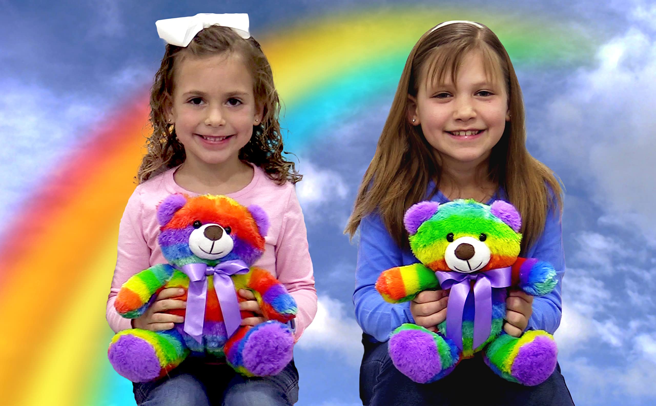 Rainbow Teddy Bear for Girls and Boys Plush Stuffed Animal Cuddly Soft Cheer up Gift 12 inch