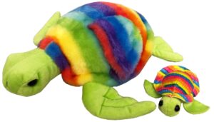 fun stuff rainbow sea turtle stuffed animals – 18-inch stuffed turtle with baby sea turtle plush – plush turtles | sea turtle stuffed animal