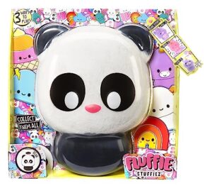 fluffie stuffiez panda large collectible feature plush 11" - surprise reveal unboxing with huggable asmr fidget diy fur pulling, ultra soft fluff