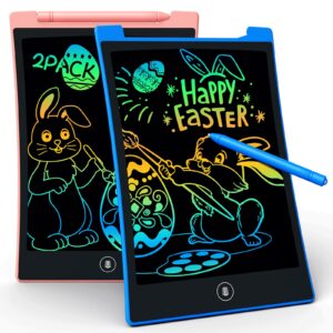 kokodi kids toys 2 pack lcd writing tablet, colorful toddler drawing pad doodle board erasable, educational learning toys birthday gifts for boys girls age 3 4 5 6 7 8 (blue & pink)