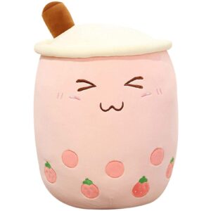 vhyhcy cute stuffed boba plush bubble tea plushie pillow milk cup food plush, soft kawaii hugging toys gifts for kids(pink, 9.4 inch)