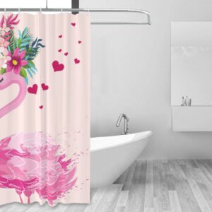 Xgidkew Funny Flamingos Shower Curtain Farmhouse Rustic Pink Flamingos Shower Curtain Cute Flamingos Love Bathroom Decor Shower Curtain with Hooks Waterproof Fabric 60x72Inch