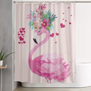 Xgidkew Funny Flamingos Shower Curtain Farmhouse Rustic Pink Flamingos Shower Curtain Cute Flamingos Love Bathroom Decor Shower Curtain with Hooks Waterproof Fabric 60x72Inch