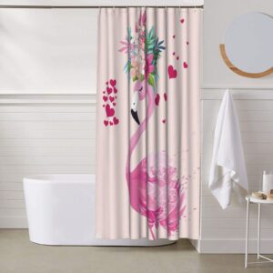 Xgidkew Funny Flamingos Shower Curtain Farmhouse Rustic Pink Flamingos Shower Curtain Cute Flamingos Love Bathroom Decor Shower Curtain with Hooks Waterproof Fabric 60x72Inch