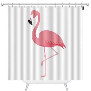 mugod flamingo shower curtains pink flamingo vector illustration isolated on white background decorative bathroom waterproof fabric shower curtain with 12 hooks 60 x 72 inches