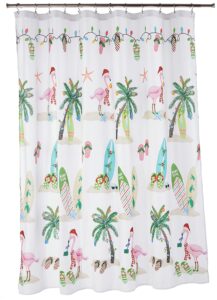 avanti linens - fabric shower curtain, holiday bathroom decor (flamingo jingle collection, 72")