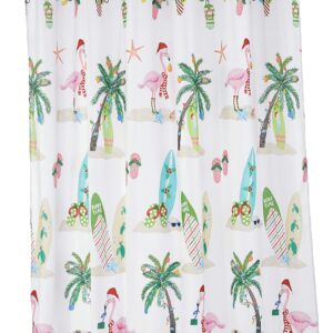 Avanti Linens - Fabric Shower Curtain, Holiday Bathroom Decor (Flamingo Jingle Collection, 72")