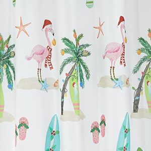 Avanti Linens - Fabric Shower Curtain, Holiday Bathroom Decor (Flamingo Jingle Collection, 72")