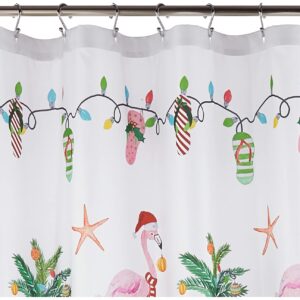 Avanti Linens - Fabric Shower Curtain, Holiday Bathroom Decor (Flamingo Jingle Collection, 72")