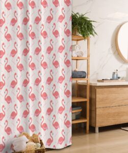 ambesonne flamingo stall shower curtain, ornamental feminine style bird pattern exotic hipster design, fabric bathroom decor set with hooks, 36" w x 72" l, salmon coral