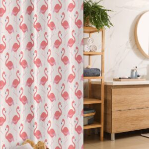 Ambesonne Flamingo Stall Shower Curtain, Ornamental Feminine Style Bird Pattern Exotic Hipster Design, Fabric Bathroom Decor Set with Hooks, 36" W x 72" L, Salmon Coral