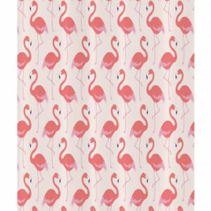 Ambesonne Flamingo Stall Shower Curtain, Ornamental Feminine Style Bird Pattern Exotic Hipster Design, Fabric Bathroom Decor Set with Hooks, 36" W x 72" L, Salmon Coral