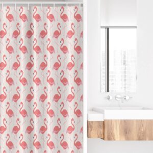 Ambesonne Flamingo Stall Shower Curtain, Ornamental Feminine Style Bird Pattern Exotic Hipster Design, Fabric Bathroom Decor Set with Hooks, 36" W x 72" L, Salmon Coral